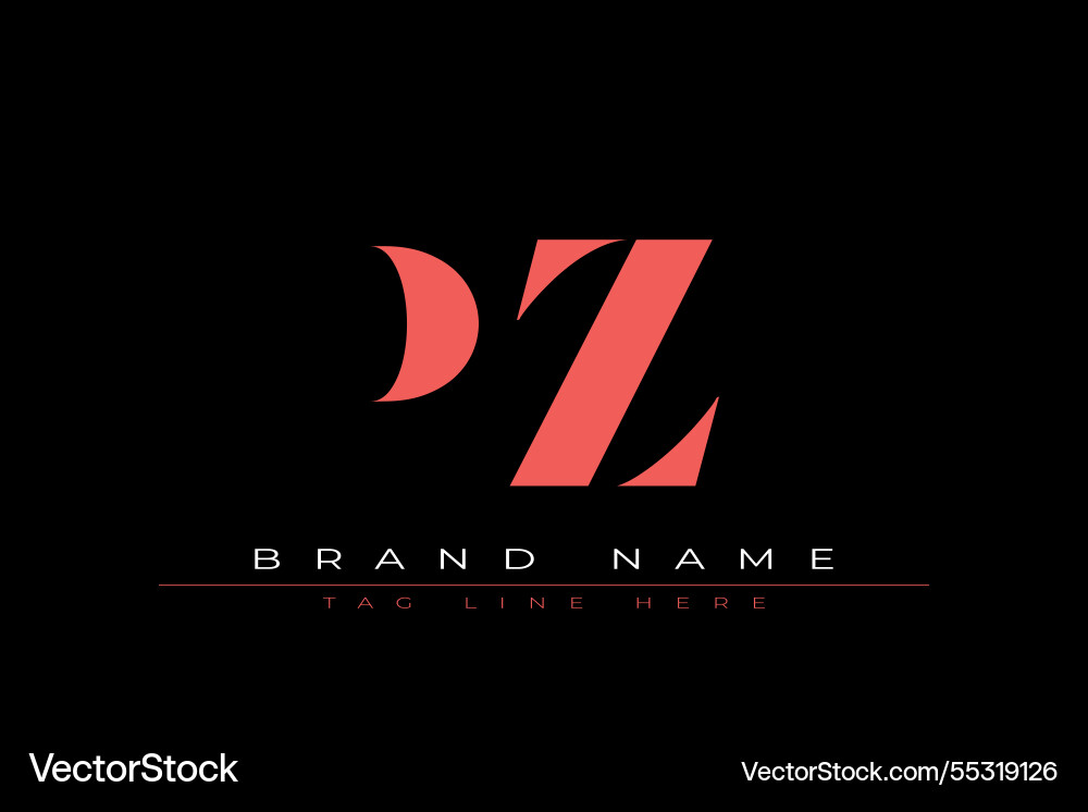 Abstract letter pz minimal logo design template Vector Image