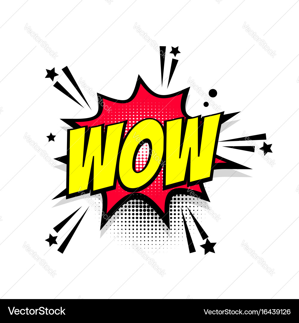 Comic text wow speech bubble pop art Royalty Free Vector