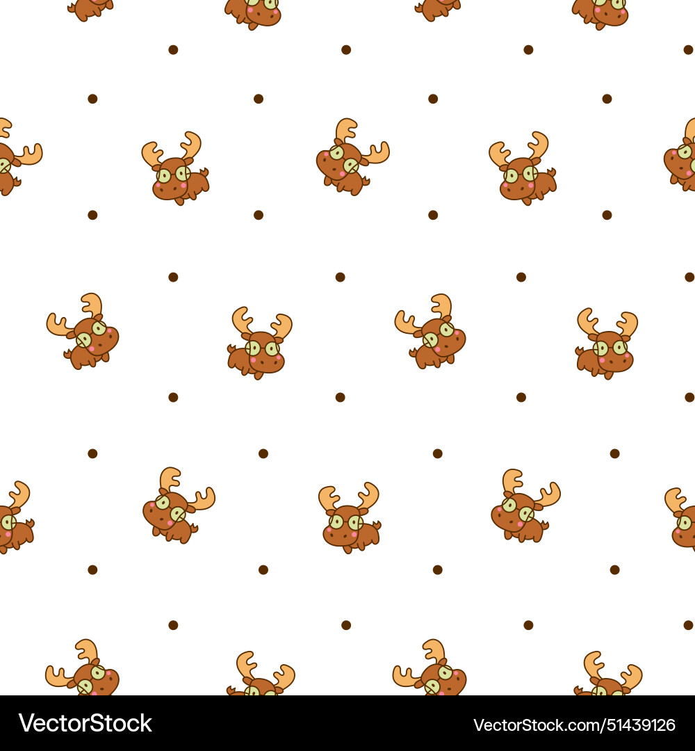 Cute kawaii moose character seamless pattern Vector Image