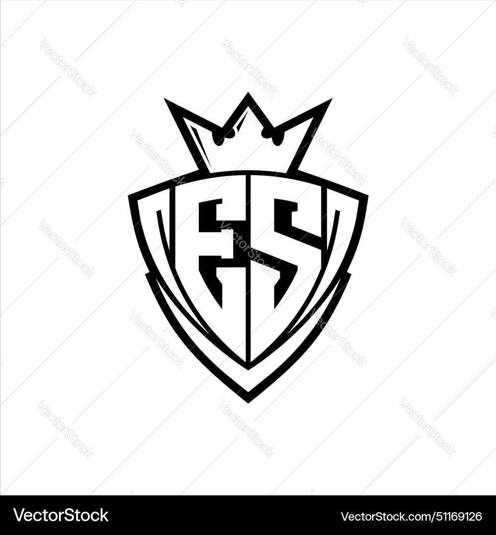 Es letter logo with sharp triangle shield shape Vector Image