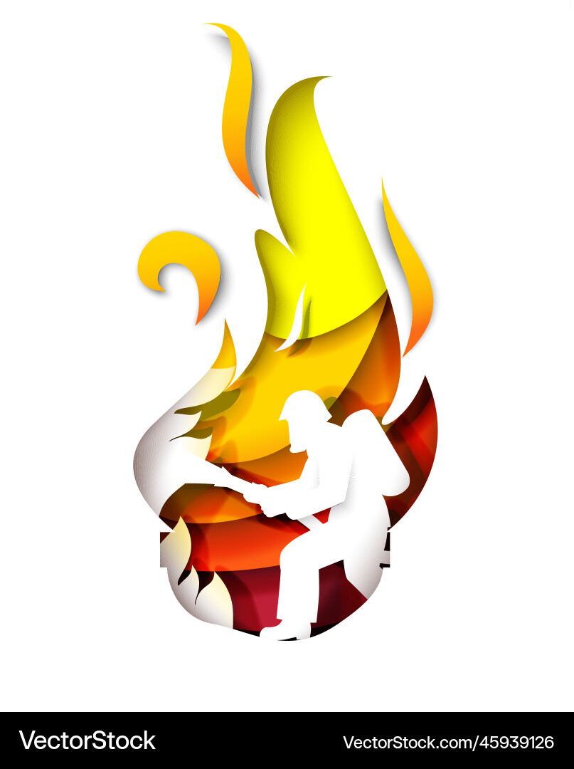 Firefighter extinguishing fire in torch 3d Vector Image