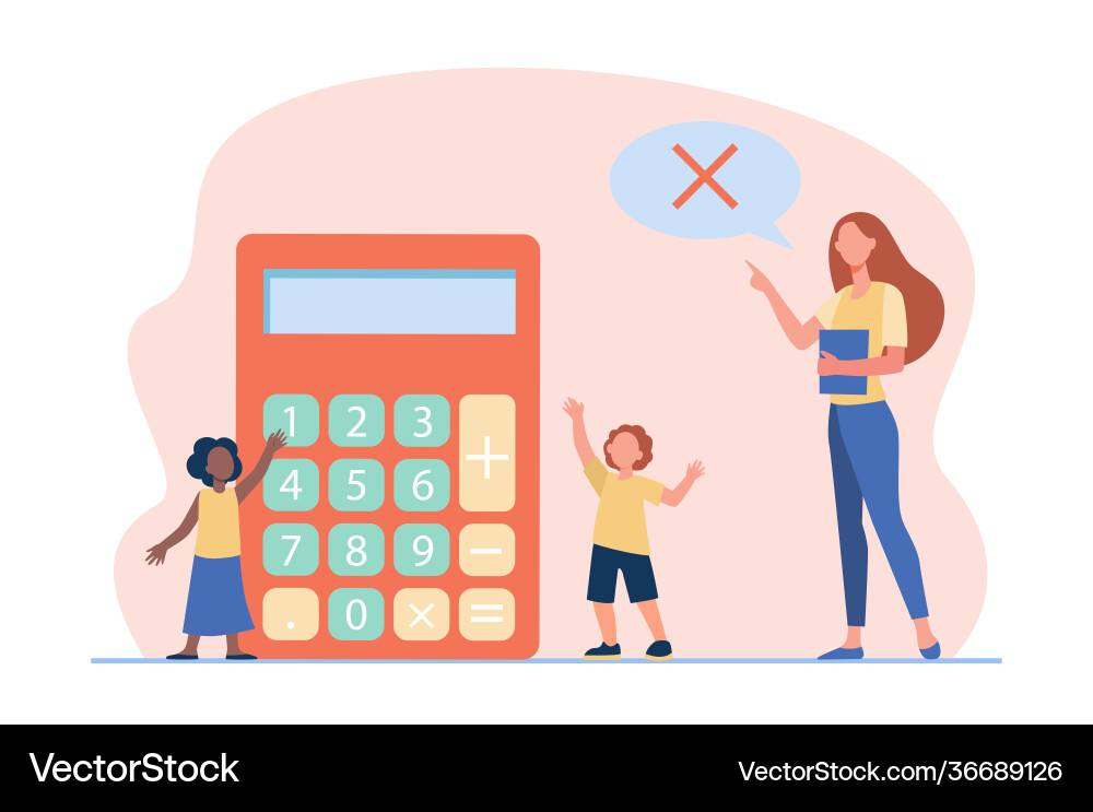 Math teacher forbidding to use calculator Vector Image