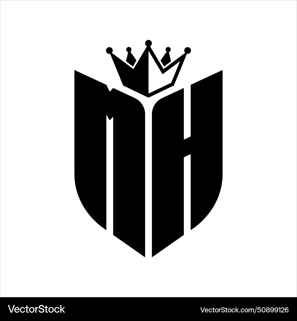 Nh letter monogram with shield shape crown Vector Image