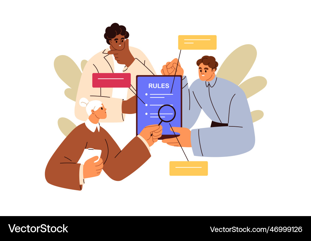 Reading new rules corporate policy studying Vector Image