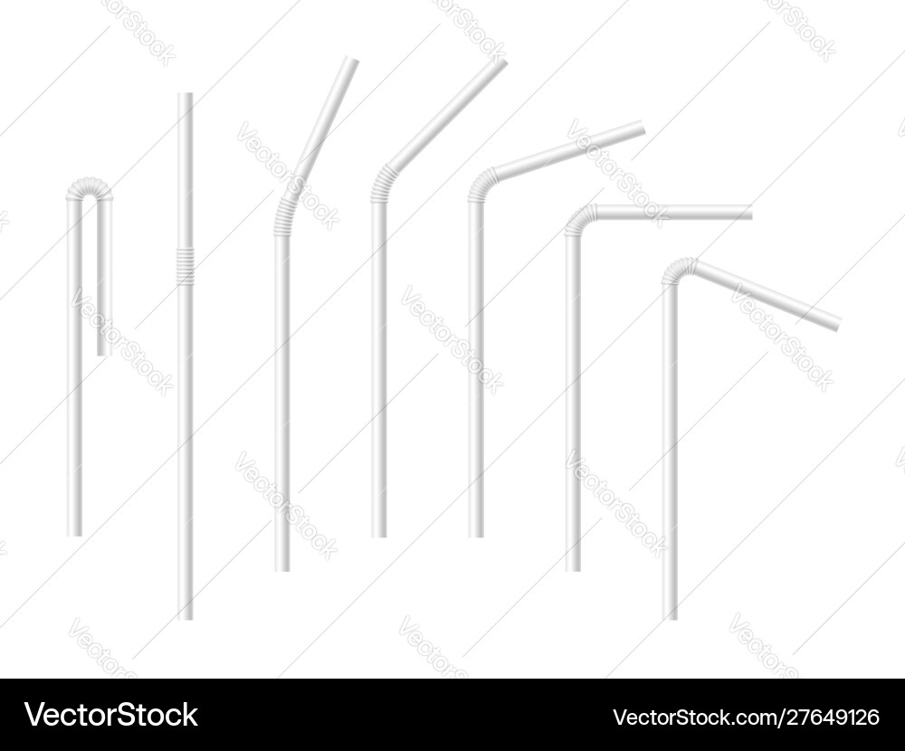 Realistic White Drinking Straw Set Royalty Free Vector Image