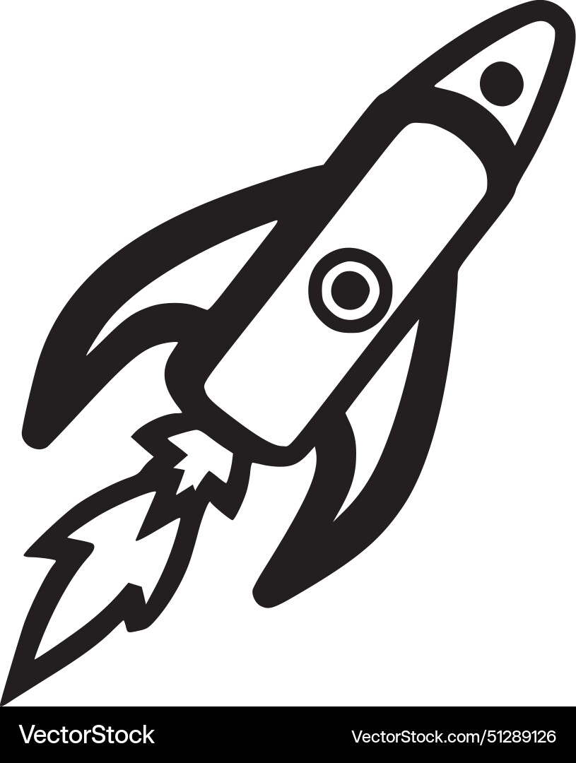 Rocket Symbol - Black & White Royalty Free Vector Image