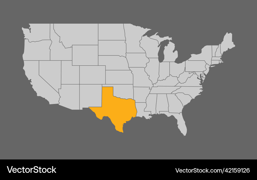 United States Map with Texas Highlight Royalty Free Vector