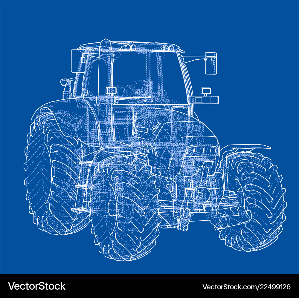 Wireframe Farm Tractor Concept Royalty Free Vector Image