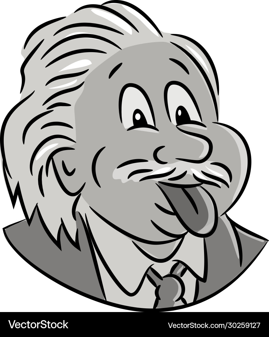 Albert einstein sticking tongue out cartoon Vector Image