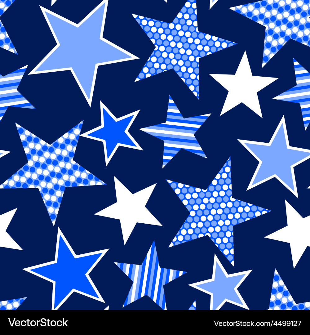 Blue stars and stripes seamless pattern Royalty Free Vector