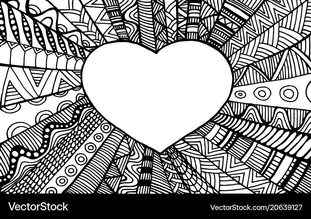 Coloring page romantic ornamental frame heart Vector Image