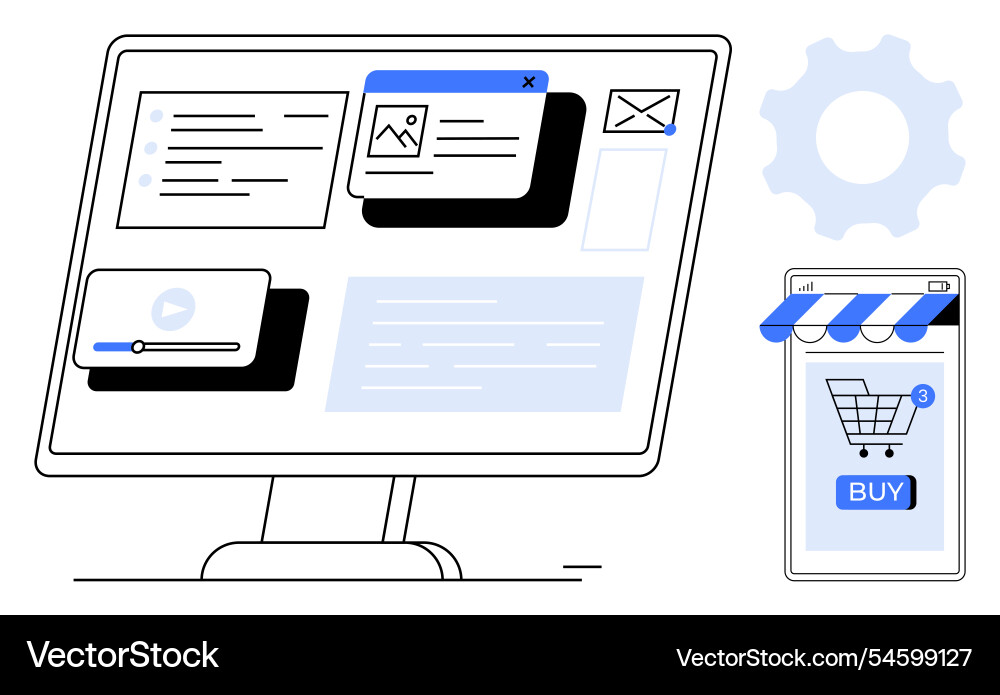 Desktop and mobile e-commerce interface Royalty Free Vector