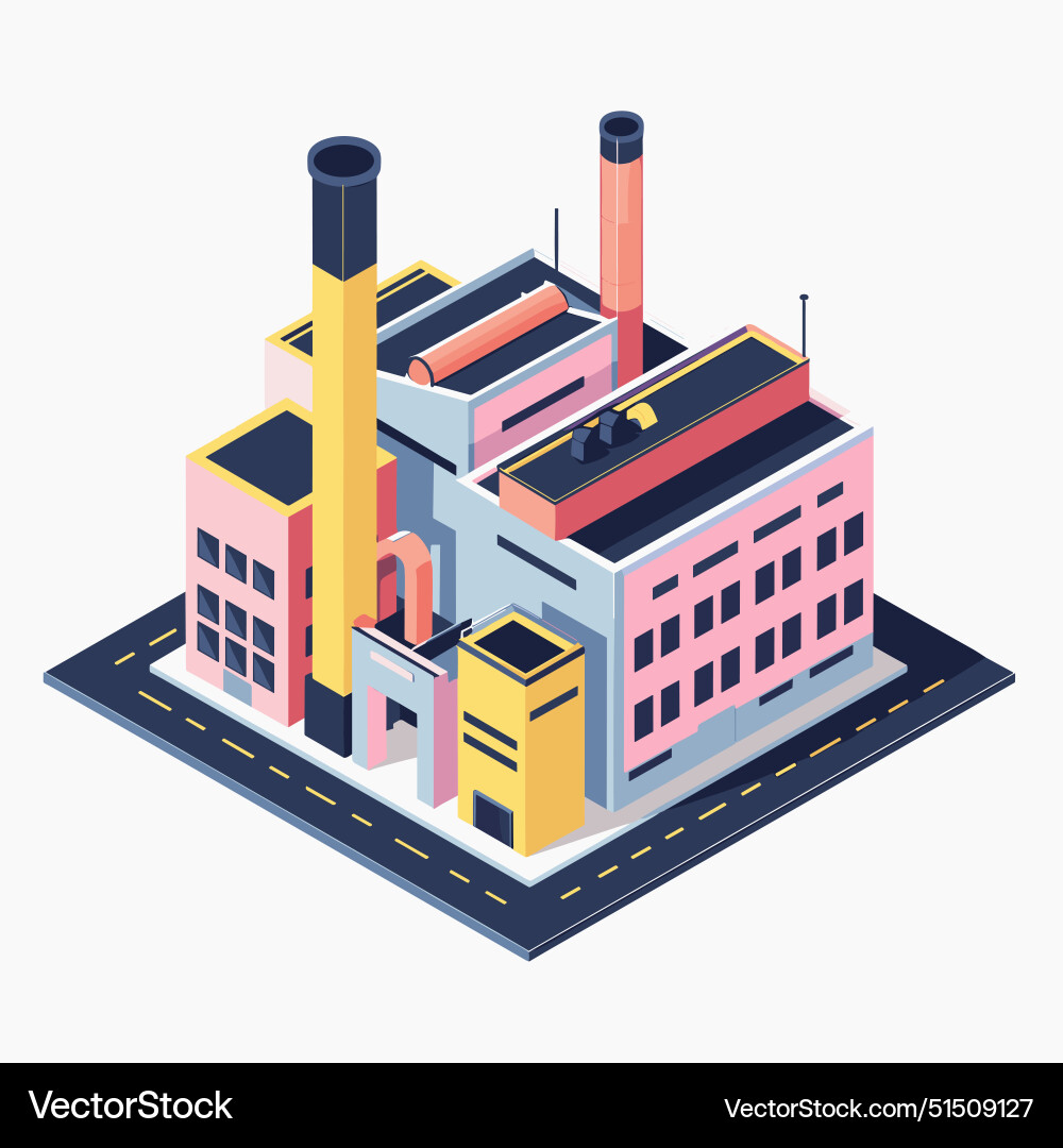 Isometric factory building Royalty Free Vector Image