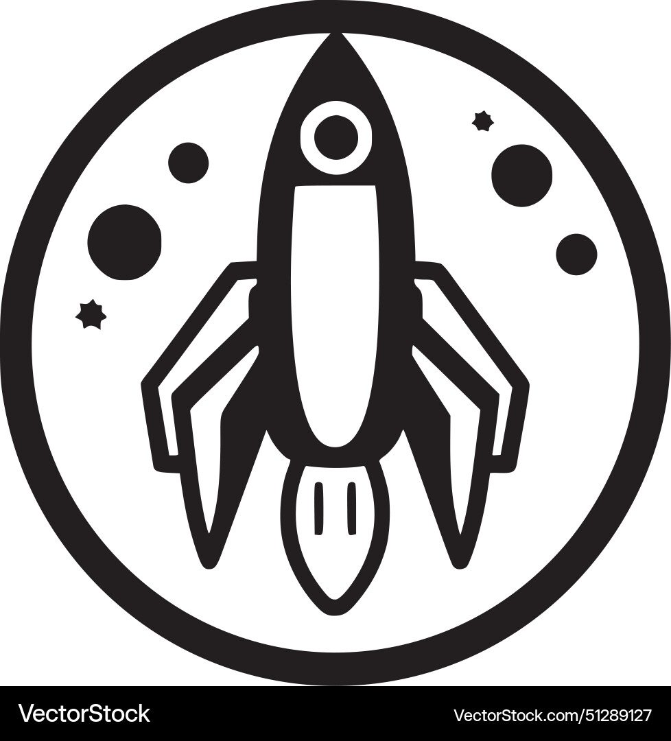 Rocket - black and white Royalty Free Vector Image