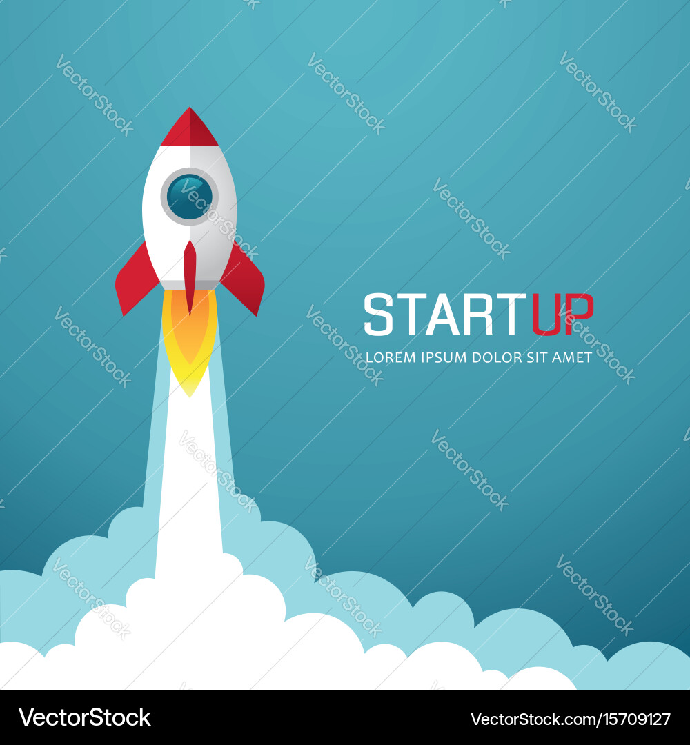 Rocket Launch Startup Royalty Free Vector Image