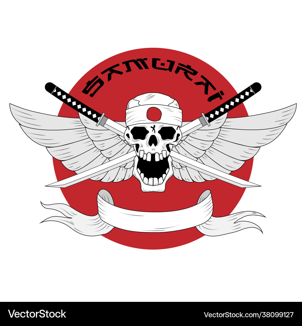 Samurai warrior skull with traditional japanese Vector Image