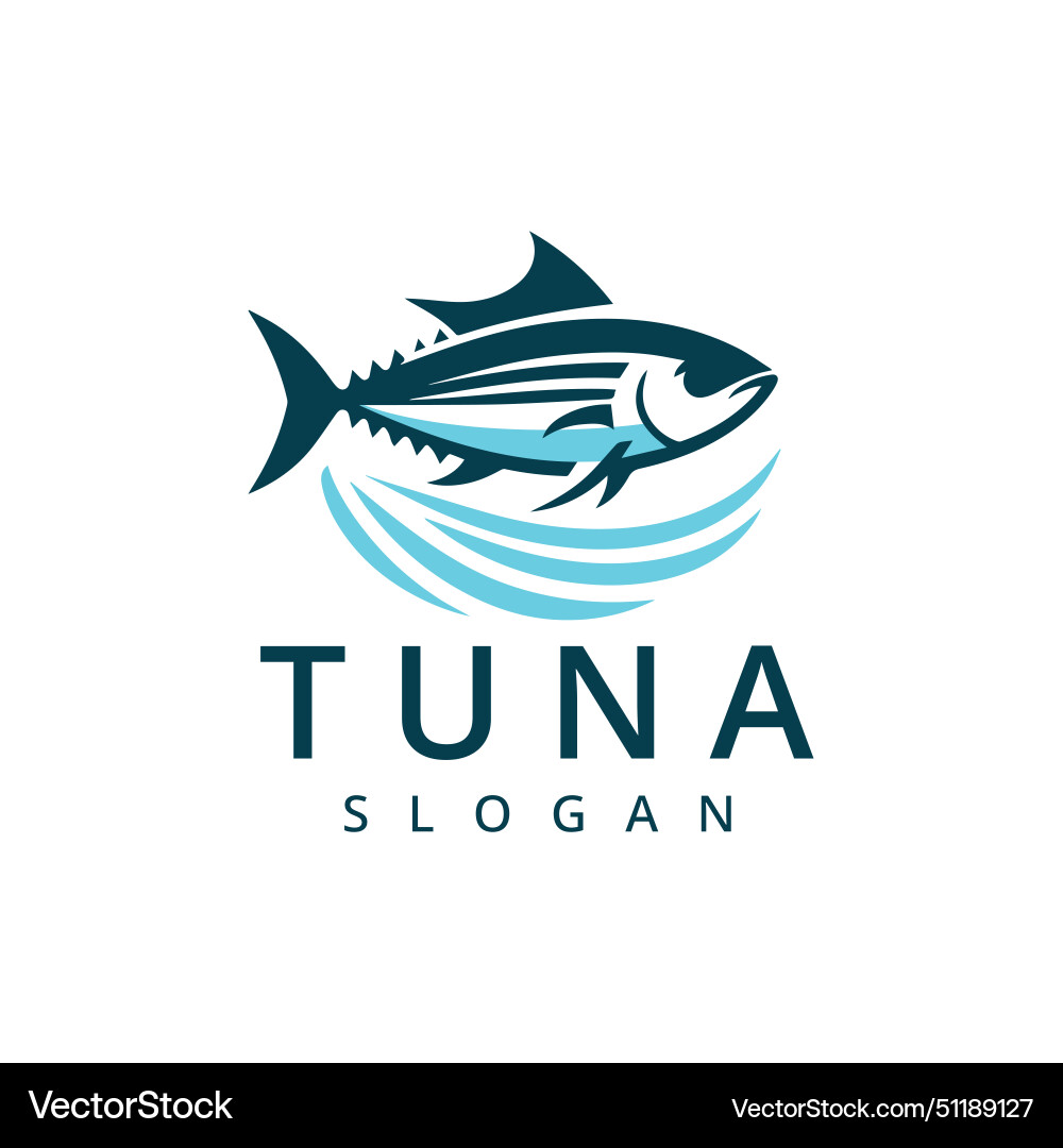 Tuna fish logo design seafood template Royalty Free Vector