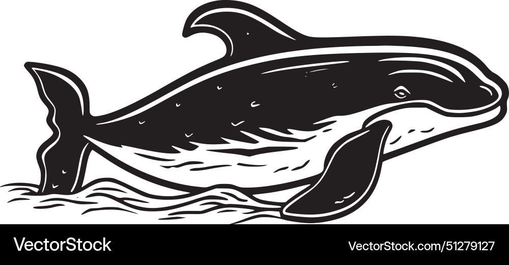 Whale - black and white Royalty Free Vector Image