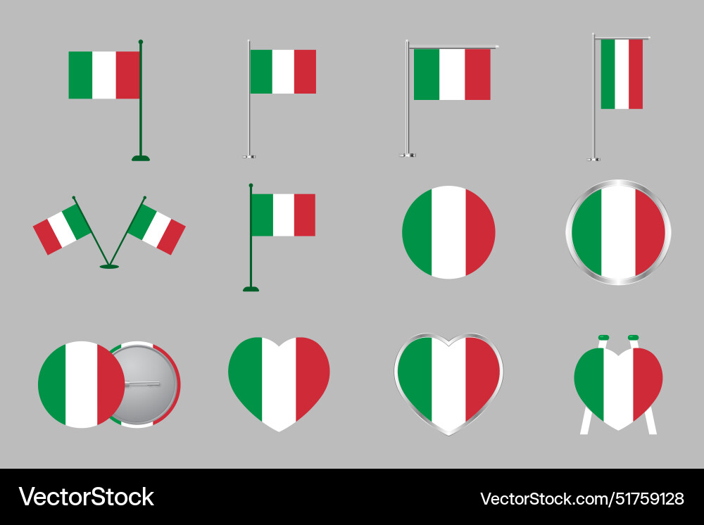 Flag of italy set Royalty Free Vector Image - VectorStock