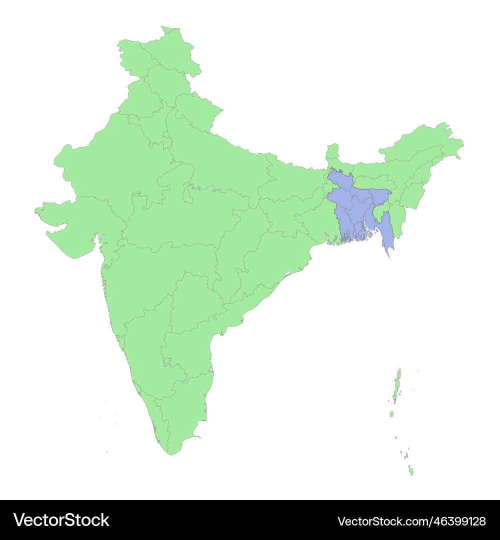 High quality political map of india Royalty Free Vector