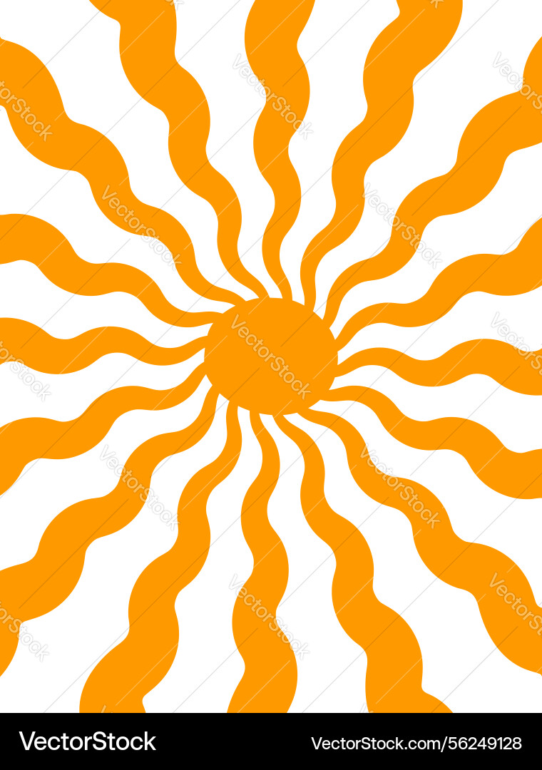 Poster with groovy sun print banner wavy Vector Image