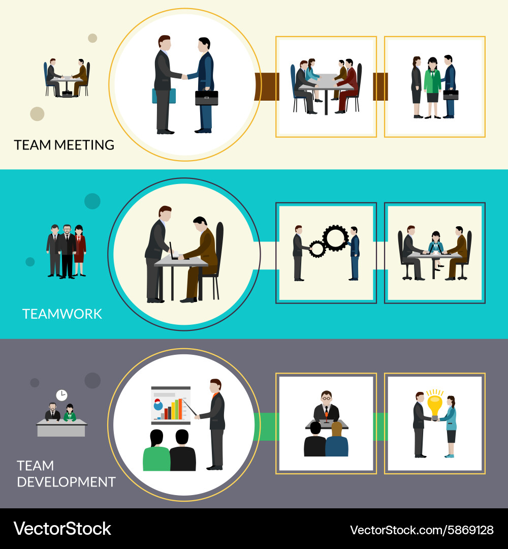 Teamwork banner set Royalty Free Vector Image - VectorStock