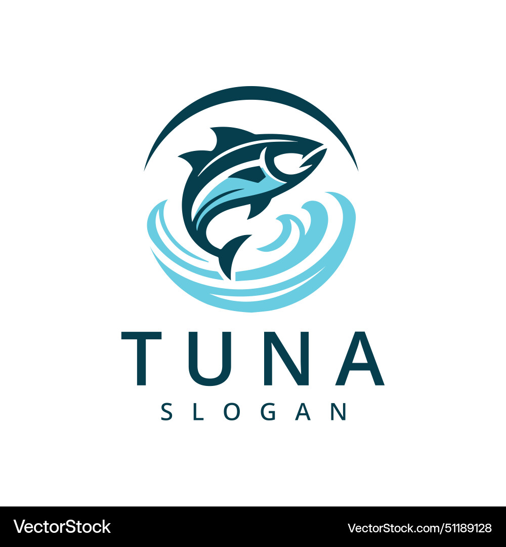 Tuna fish logo design seafood template Royalty Free Vector