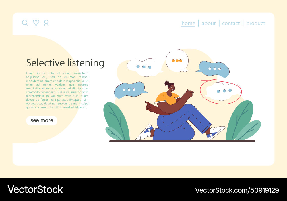 Active listening skill web banner or landing page Vector Image