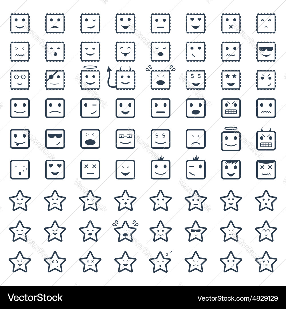 Big set smile icon Royalty Free Vector Image - VectorStock
