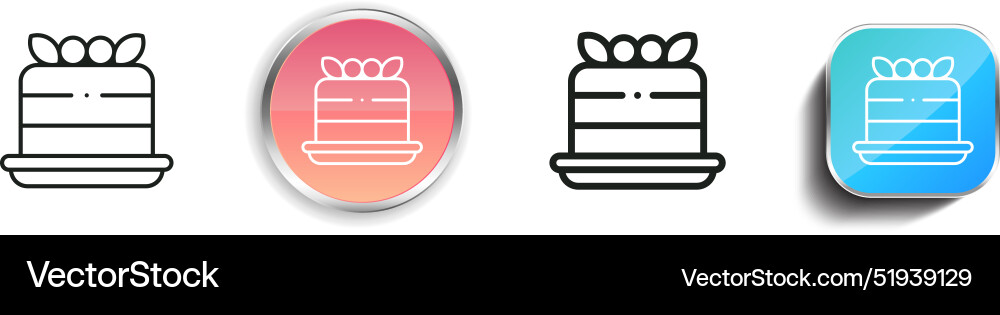 Cake icon thin linear regular and button style Vector Image