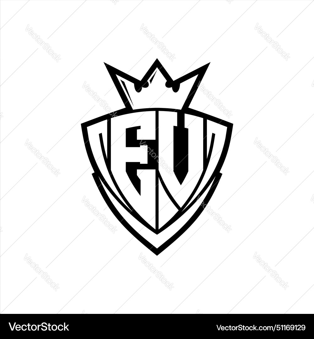 Ev letter logo with sharp triangle shield shape Vector Image