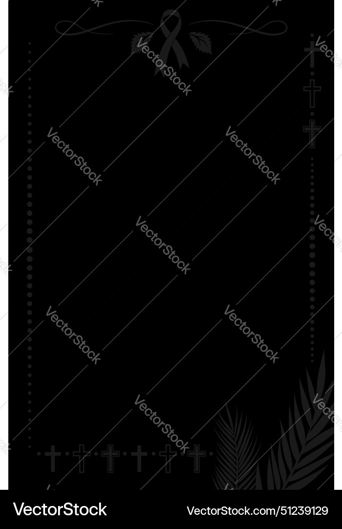 Funeral ornamental background with palm leaves Vector Image
