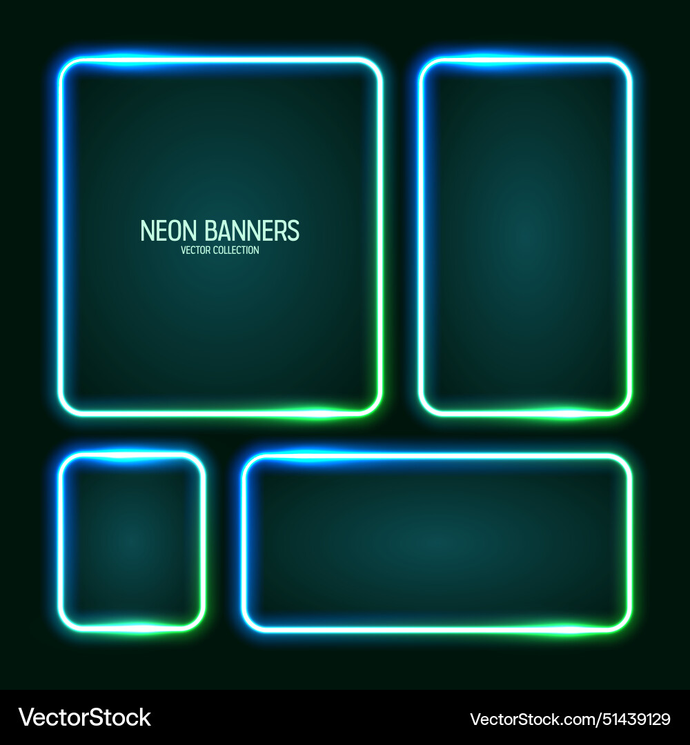 Glowing neon banners illuminated colorful square Vector Image