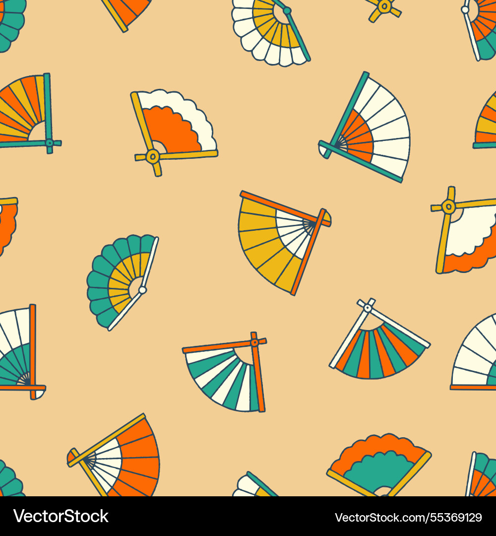 Hand fan seamless pattern background for surface Vector Image