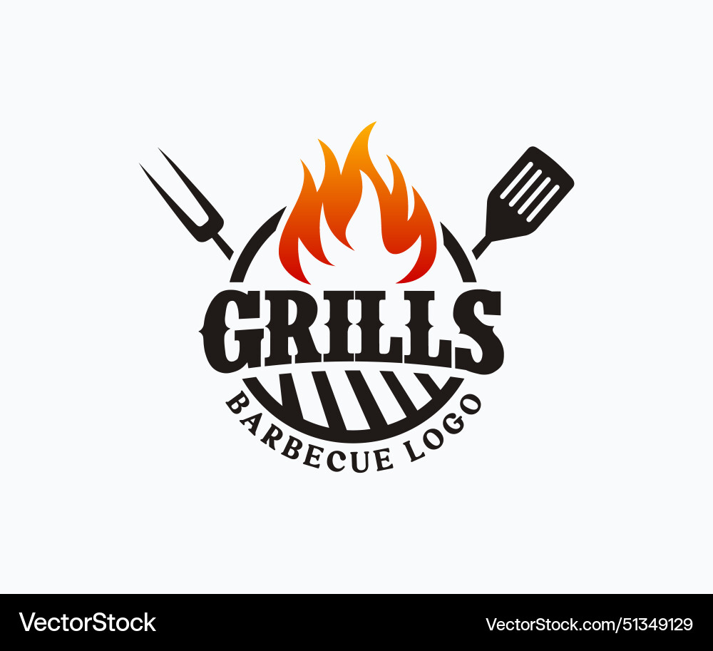 Hot grill logo design template or bbq Royalty Free Vector