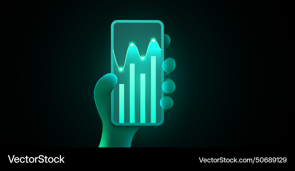 Mobile technology concept market trend graphs Vector Image