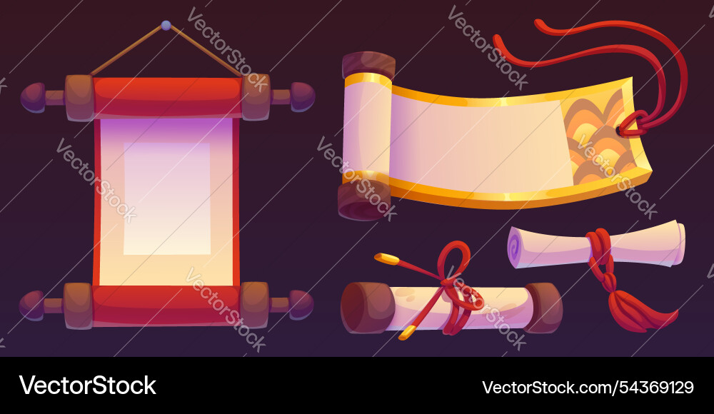 Red chinese paper scroll for royal banner Vector Image