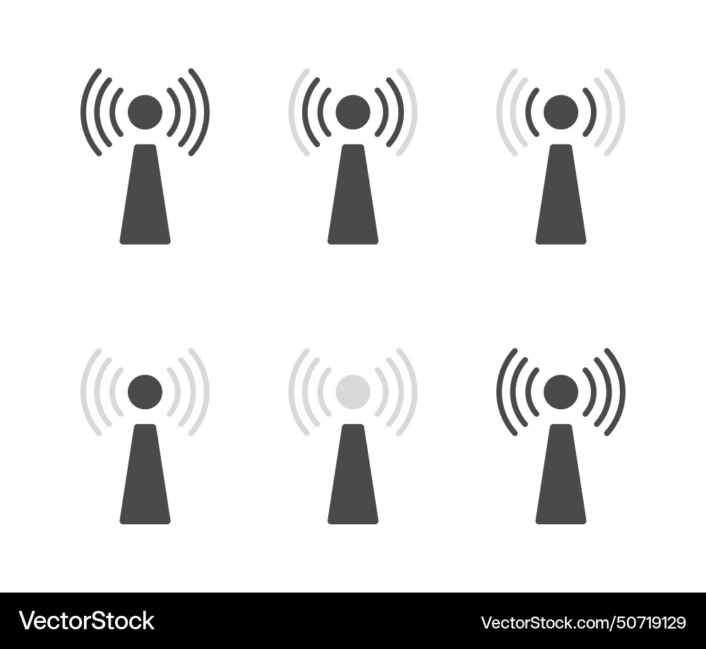 Signal strength wifi icon set collection wireless Vector Image