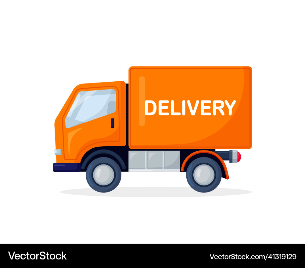 Yellow delivery van isolated on white background Vector Image