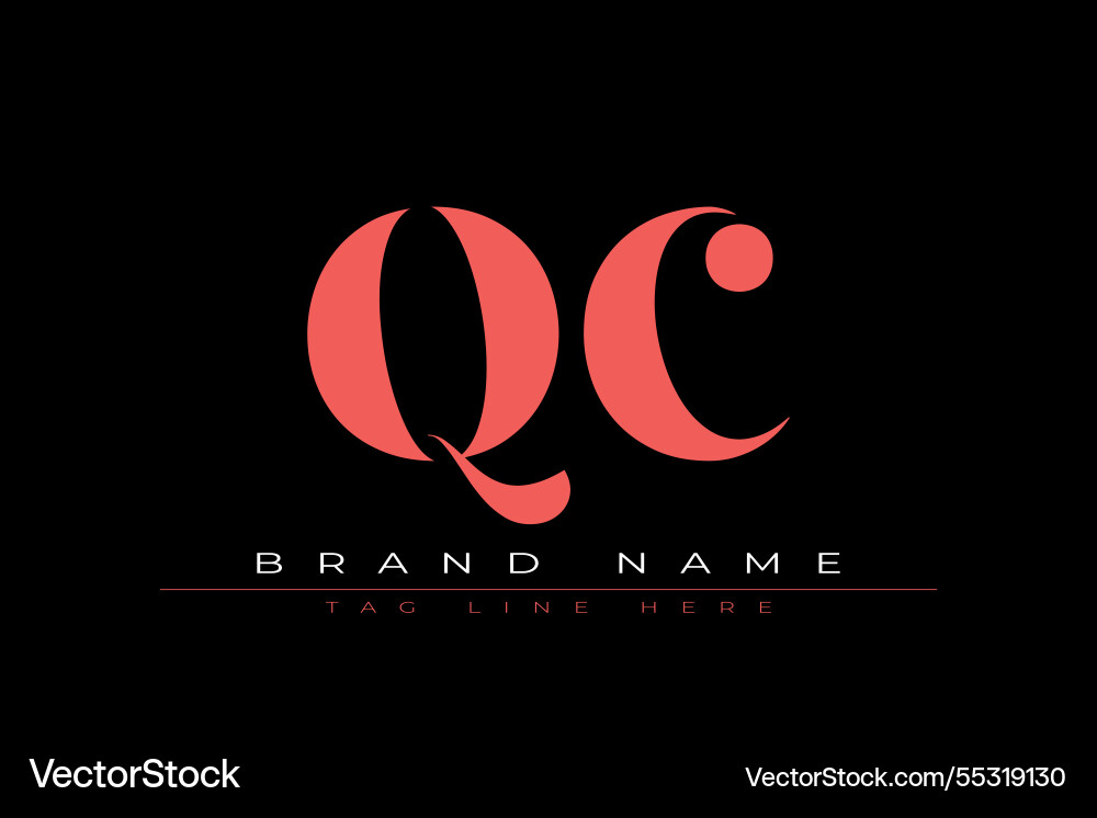 Abstract letter qc minimal logo design template Vector Image
