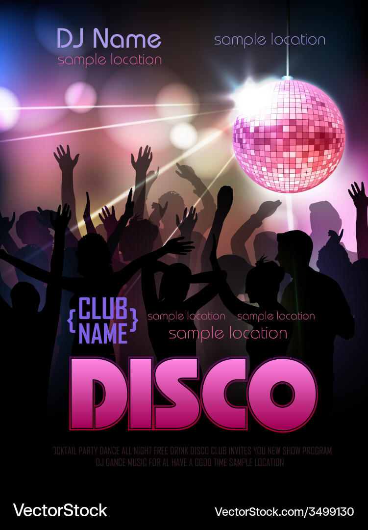 Disco background poster Royalty Free Vector Image