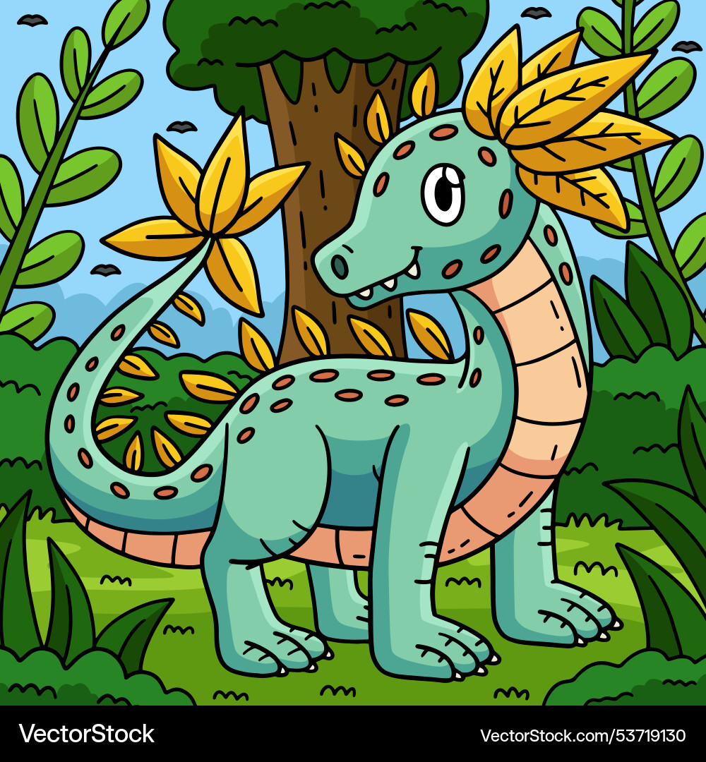 Dragon leaf colored cartoon Royalty Free Vector Image