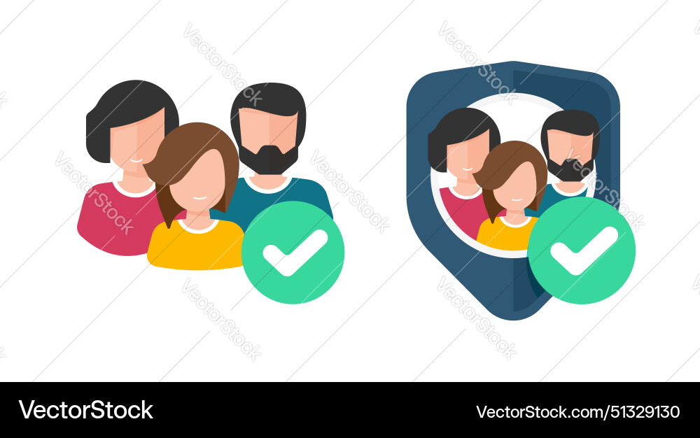 Family shield secure protection icon graphic set Vector Image