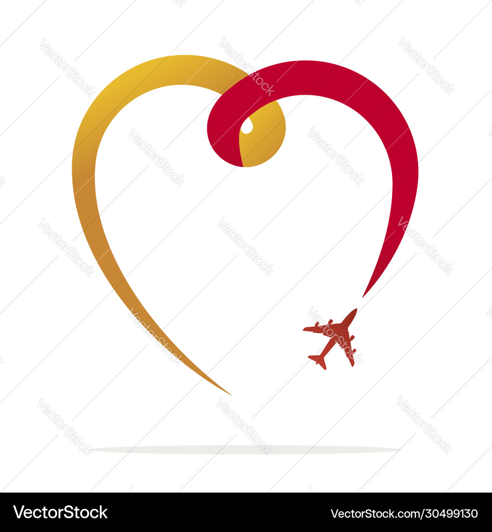 Heart Airplane Travel Royalty Free Vector Image