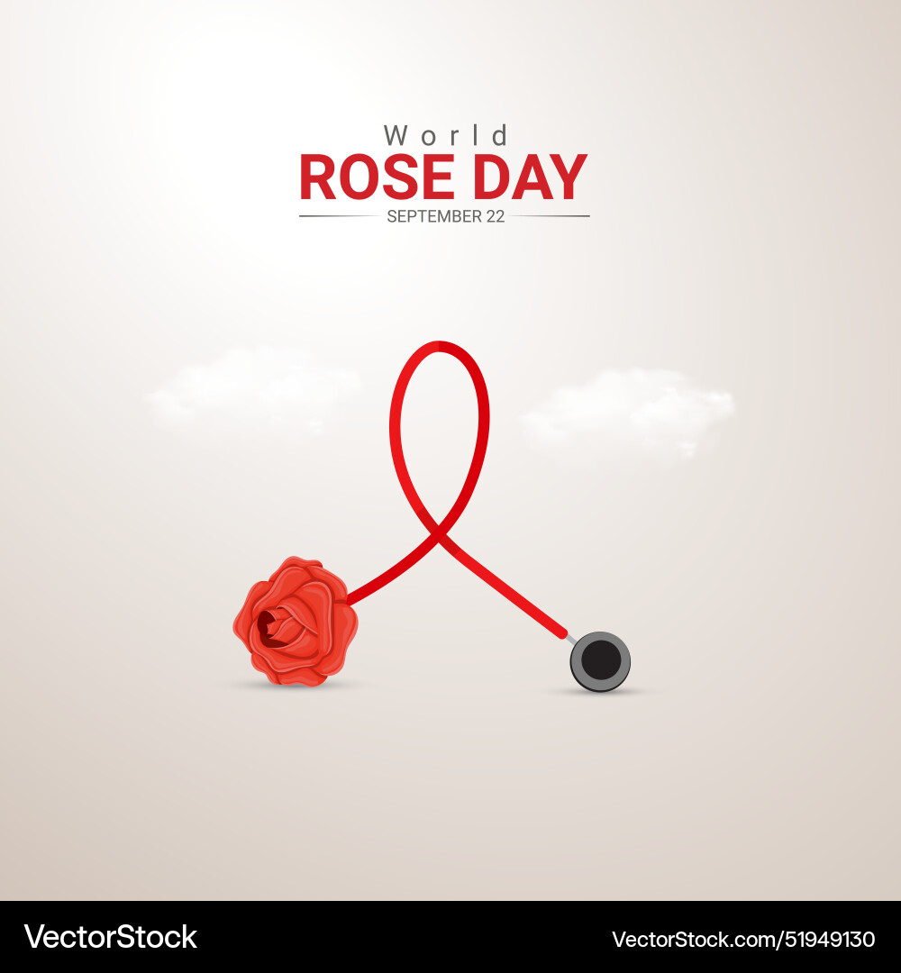 World rose day creative ads design rose ribbon Vector Image