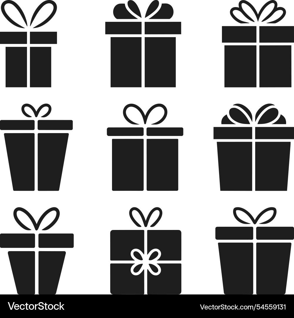 A set of gift box silhouette Royalty Free Vector Image