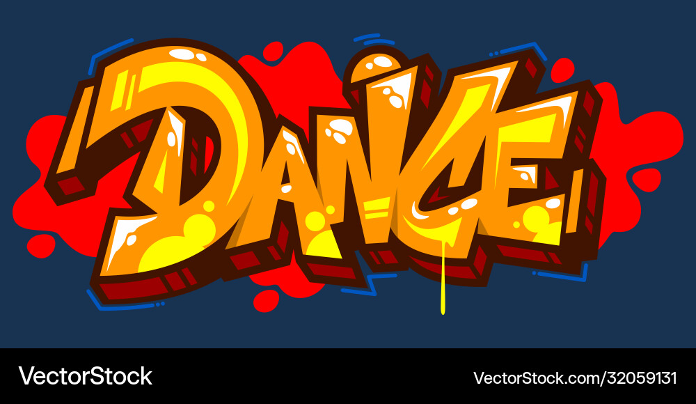 Abstract word dance graffiti style font lettering Vector Image