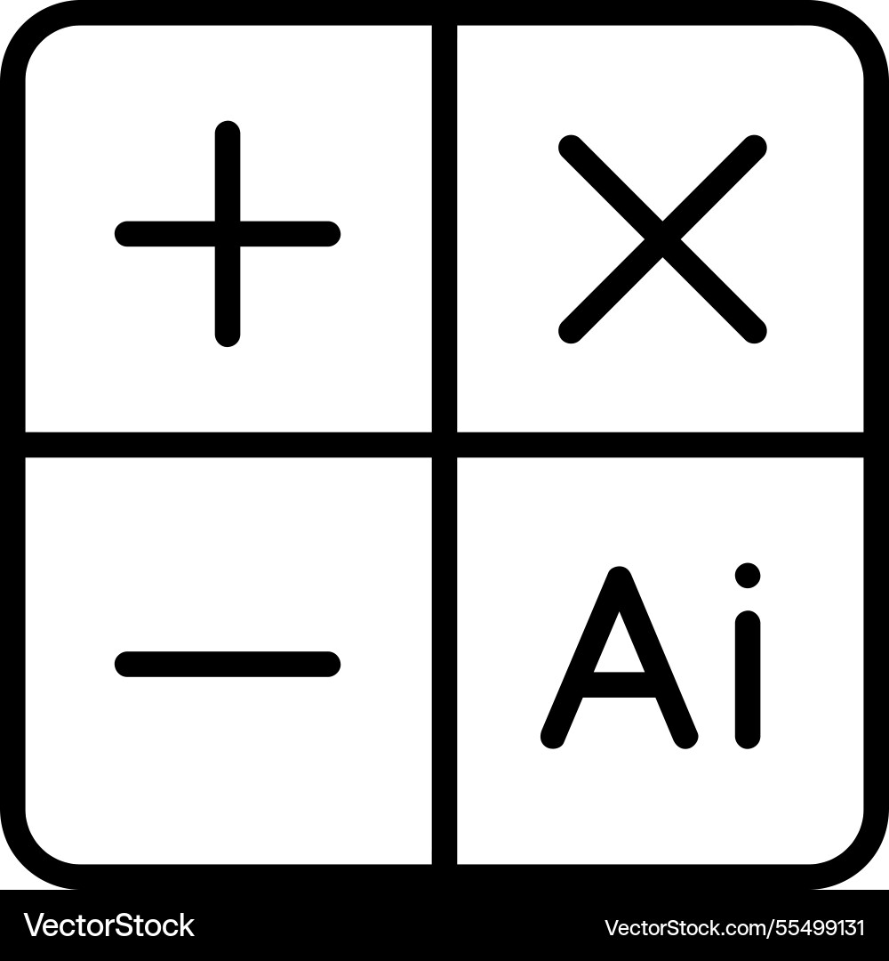 Ai education math icon Royalty Free Vector Image