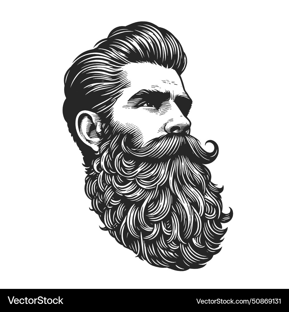 Bearded man engraving Royalty Free Vector Image
