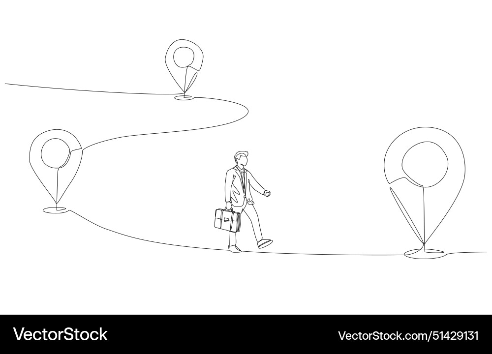 Businessman walking to new map pin icon Royalty Free Vector